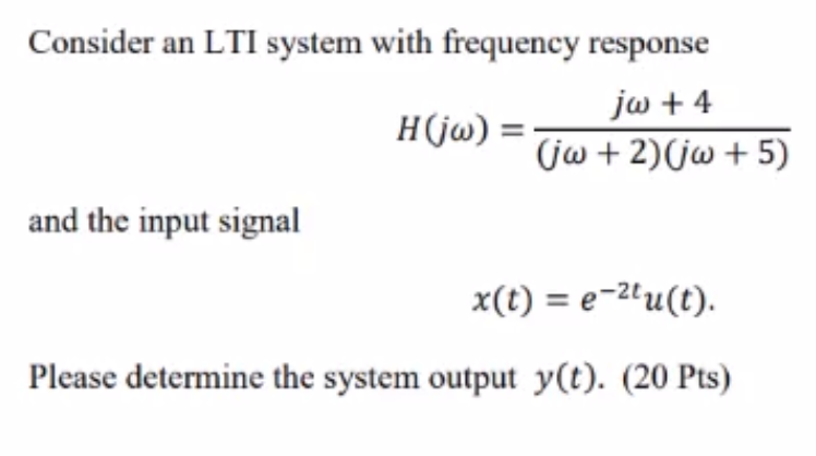 Solved Consider an LTI system with frequency response jw + 4 | Chegg.com