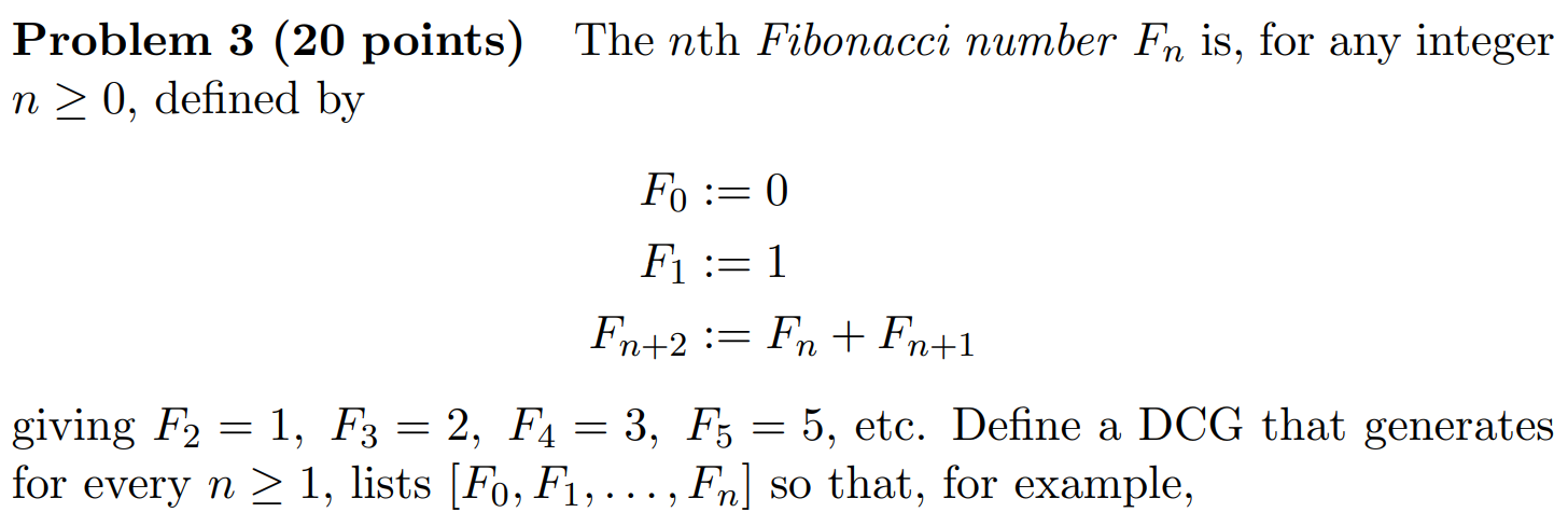 Solved Problem 3 (20 points) The nth Fibonacci number Fn is, | Chegg.com