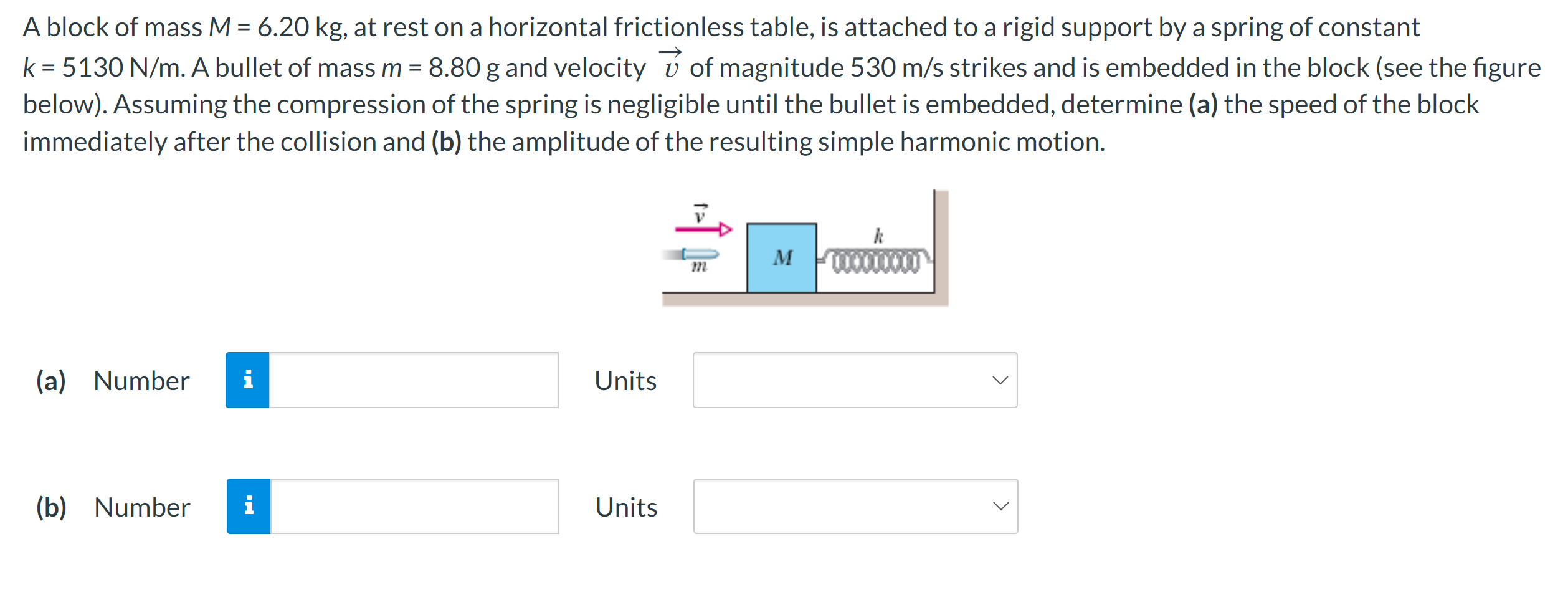 Solved A block of mass M=6.20 kg, at rest on a horizontal | Chegg.com