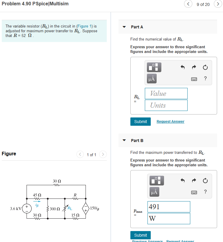 Solved Problem 4.90 PSpice Multisim 9 of 20> The variable | Chegg.com