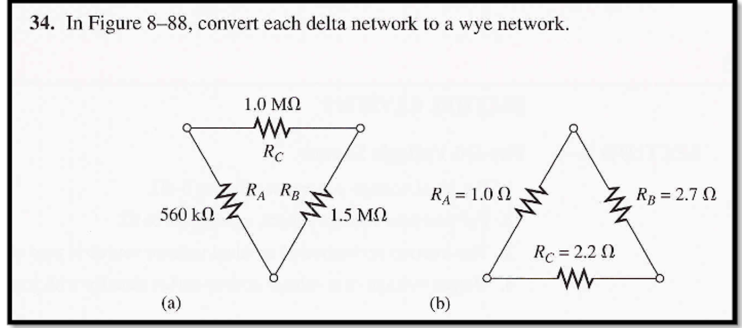 Solved 34. In Figure 8–88, convert each delta network to a | Chegg.com