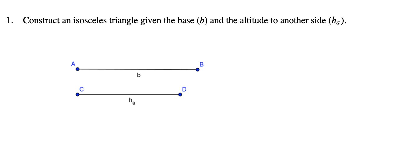 Solved Construct an isosceles triangle given the base (b) | Chegg.com