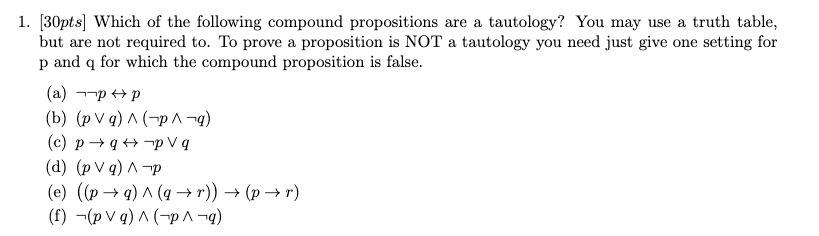Solved 1. [30pts] Which of the following compound | Chegg.com