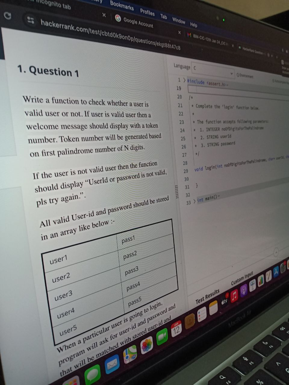 Solved Question 1Write a function to check whether a user | Chegg.com