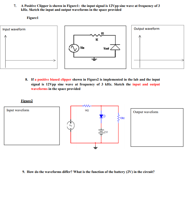 Solved 7. A Positive Clipper is shown in Figurel: the input | Chegg.com