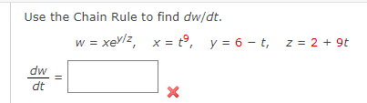 Use the Chain Rule to find dw/dt. | Chegg.com