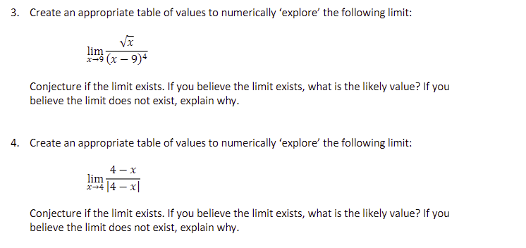Solved 3. Create an appropriate table of values to | Chegg.com