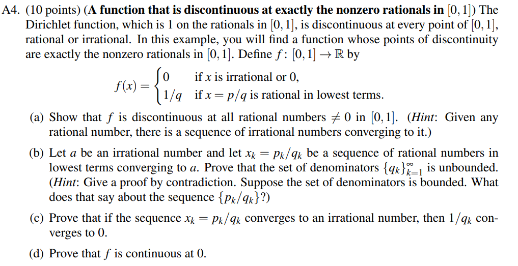 Solved fa A4. (10 points) (A function that is discontinuous | Chegg.com