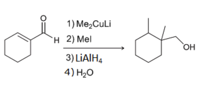 Solved 1) Me,CuLi " , က ل سالم 1) MezCuLi H 2) Mel 3) | Chegg.com