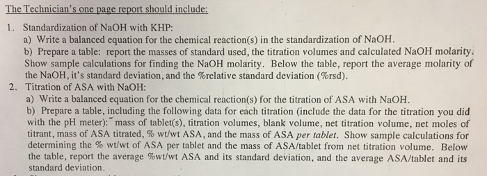 Solved Standardization of NaOH with KHP: Write a balanced | Chegg.com