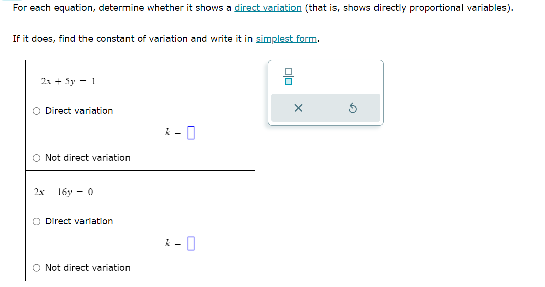 Solved For each equation, determine whether it shows a | Chegg.com