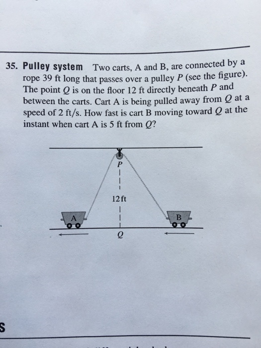 Solved Pulley system Two carts. A and B, are connected by a | Chegg.com