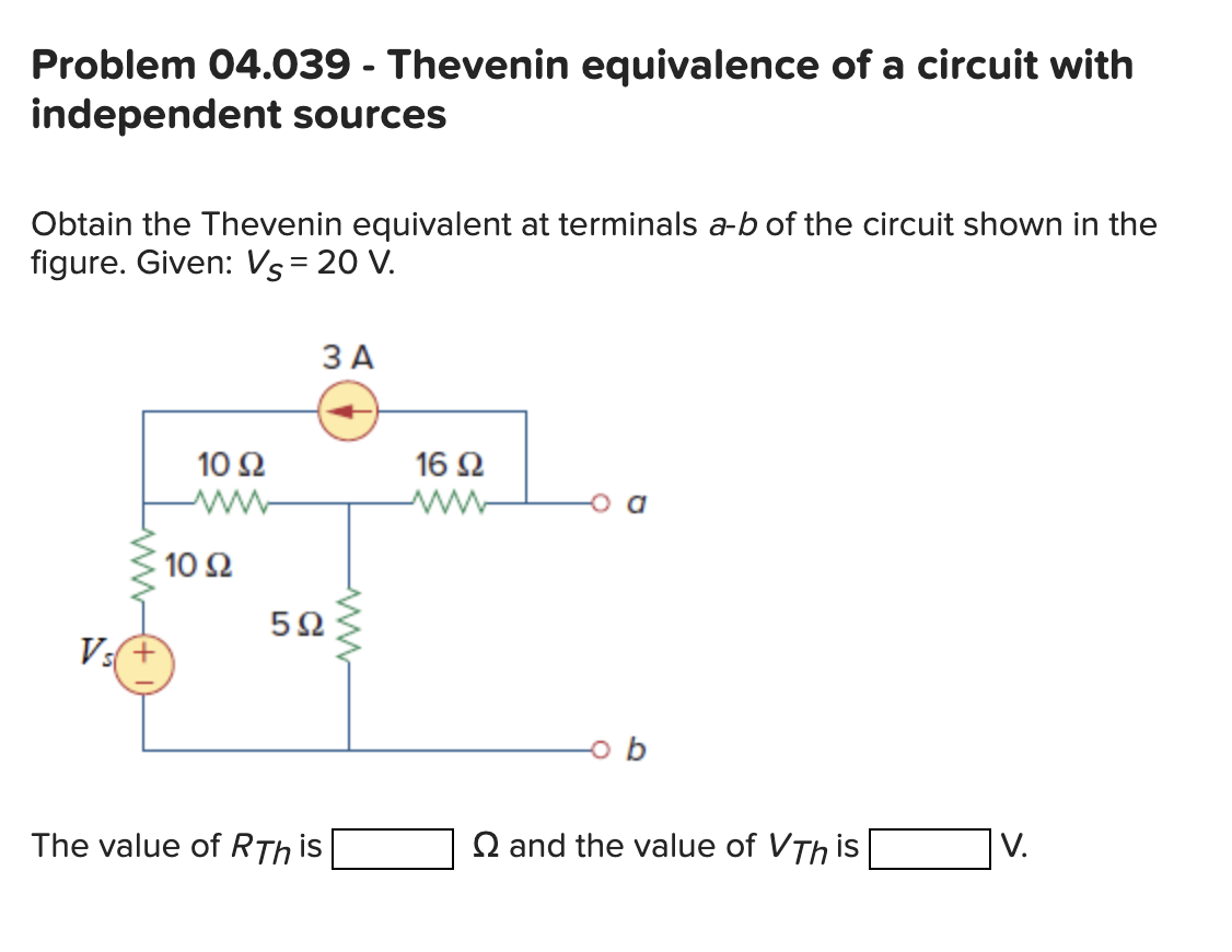 Solved Problem 04.039 - ﻿Thevenin equivalence of ﻿a circuit | Chegg.com