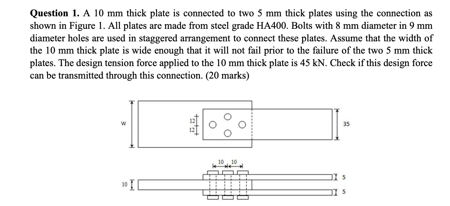 Solved Question 1. A 10 mm thick plate is connected to two 5 | Chegg.com