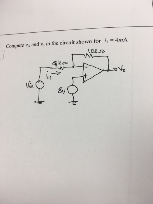 Solved Compute v_in and v_0 in the circuit shown for i_1 = | Chegg.com