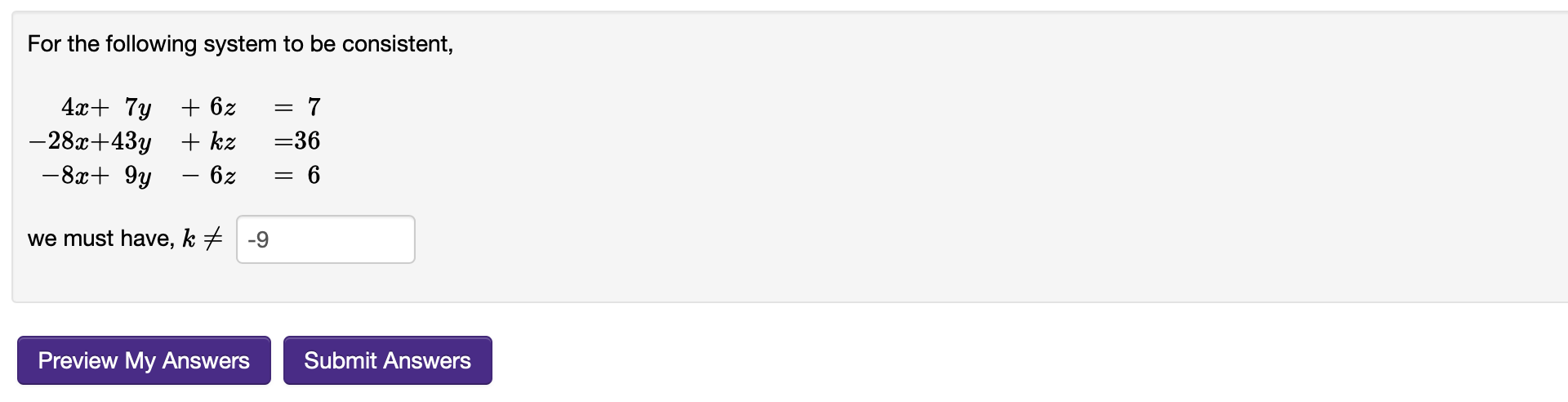 Solved For the following system to be consistent, | Chegg.com