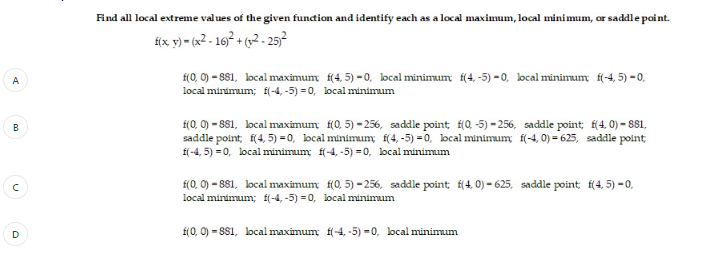 Solved cal extreme val ues of the given function and | Chegg.com