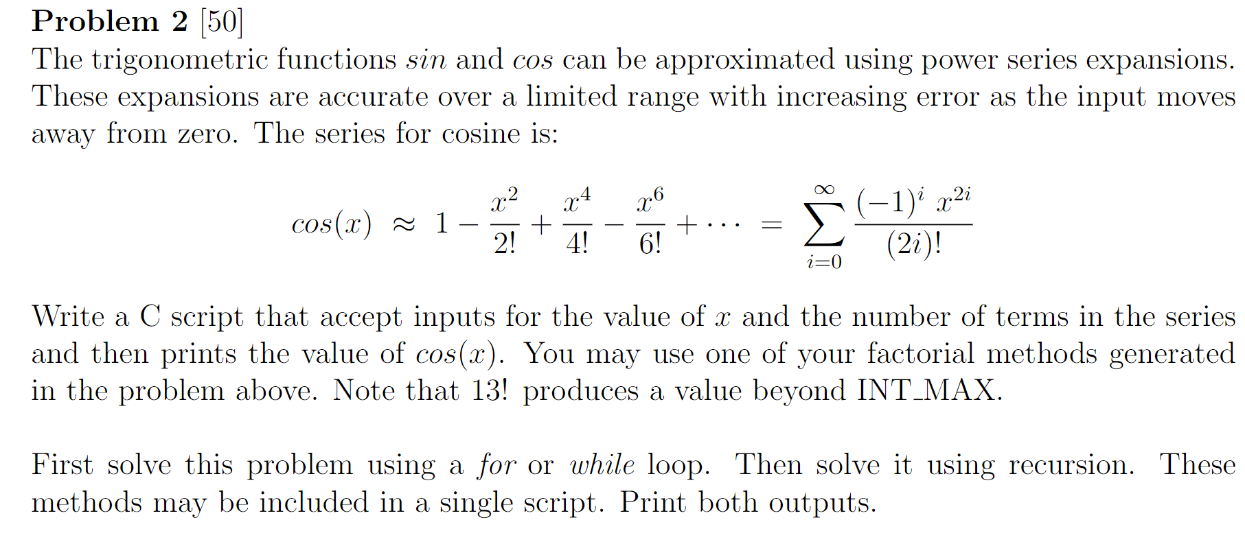 Problem 2 50 The trigonometric functions sin and cos | Chegg.com