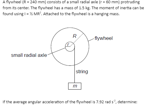 Solved The torque acting on the flywheel The tension in | Chegg.com