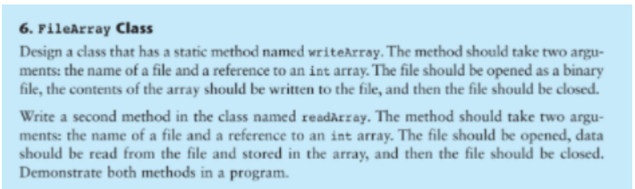 Solved 6 Filearray Class Design A Class That Has A Static 1750