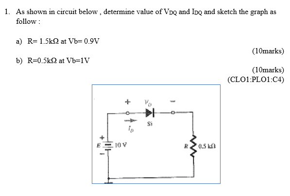 Solved 1. As shown in circuit below, determine value of VDQ | Chegg.com