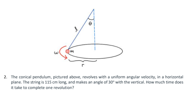 Solved m 2. The conical pendulum, pictured above, revolves | Chegg.com