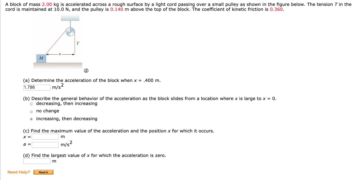 Solved A block of mass 2.00 kg is accelerated across a rough | Chegg.com