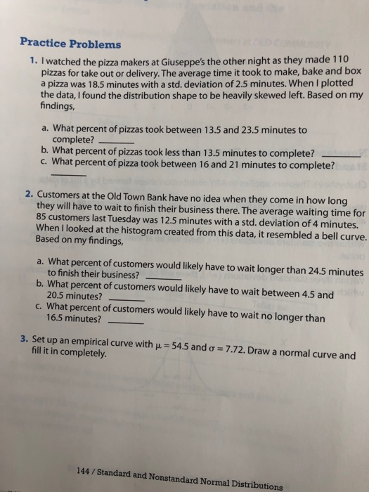 Solved Practice Problems pizzas for take out or delivery. | Chegg.com