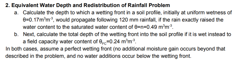 Solved 2. Equivalent Water Depth and Redistribution of | Chegg.com