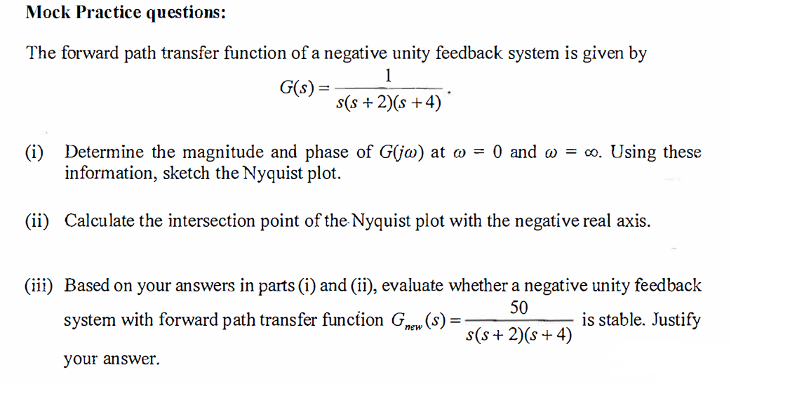 Solved Mock Practice questions: The forward path transfer | Chegg.com