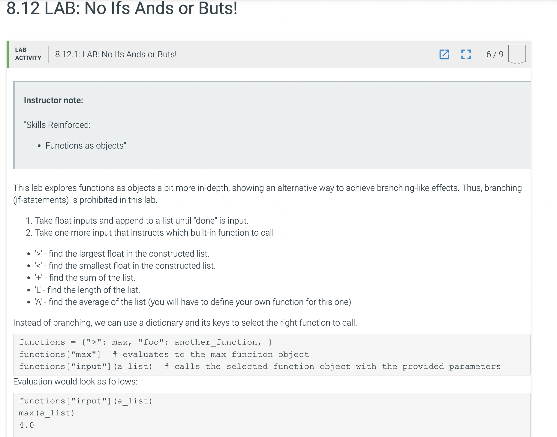Solved 8.12 LAB: No Ifs Ands or Buts! LAB ACTIVITY 8.12.1: | Chegg.com
