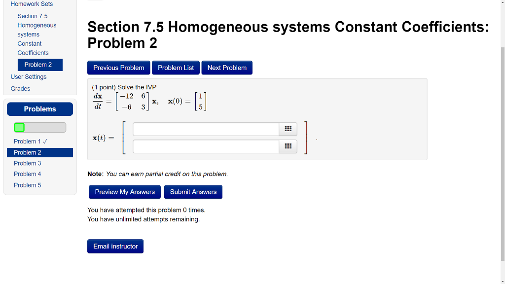 Solved Homework Sets Section 7.5 Homogeneous systems | Chegg.com