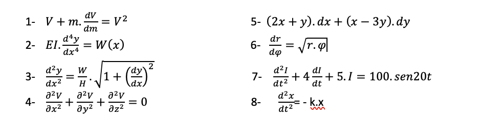 Solved For the Differential Equations Shown, identify their | Chegg.com
