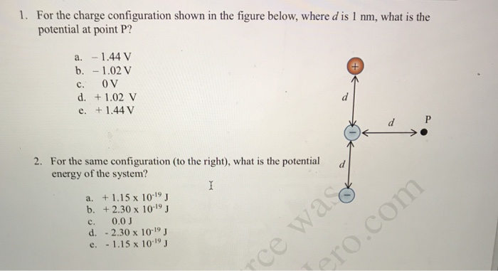 Solved 1. For the charge configuration shown in the figure | Chegg.com