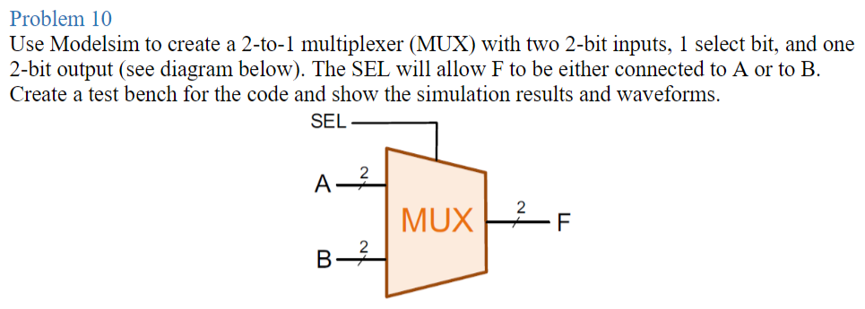Solved Problem 10 Use Modelsim to create a 2-to-1 | Chegg.com