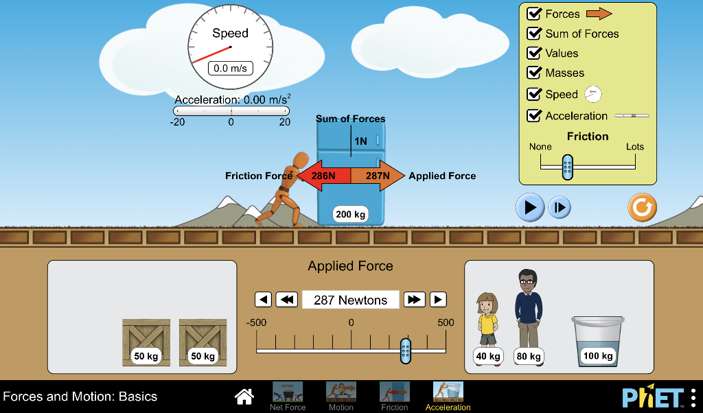 (VForces Sum of Forces Speed Values 0.0 m/s Masses | Chegg.com