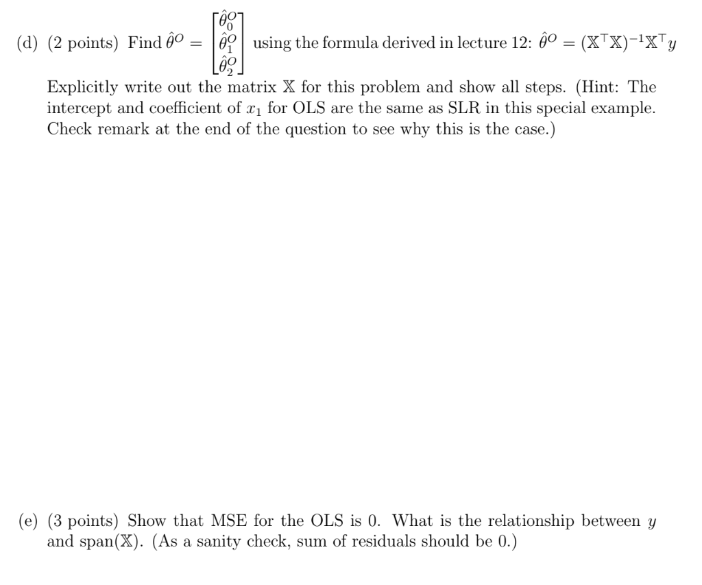 Solved A Special Case of Linear Regression 4. (12 points) In | Chegg.com