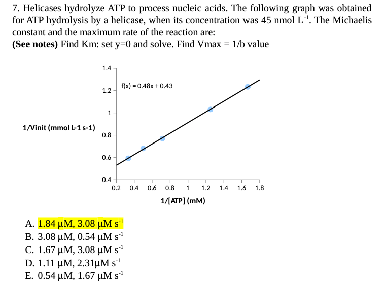Solved 7. Helicases hydrolyze ATP to process nucleic acids. | Chegg.com