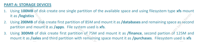 Solved PART-A: STORAGE DEVICES 1. Using 100MB of disk create | Chegg.com