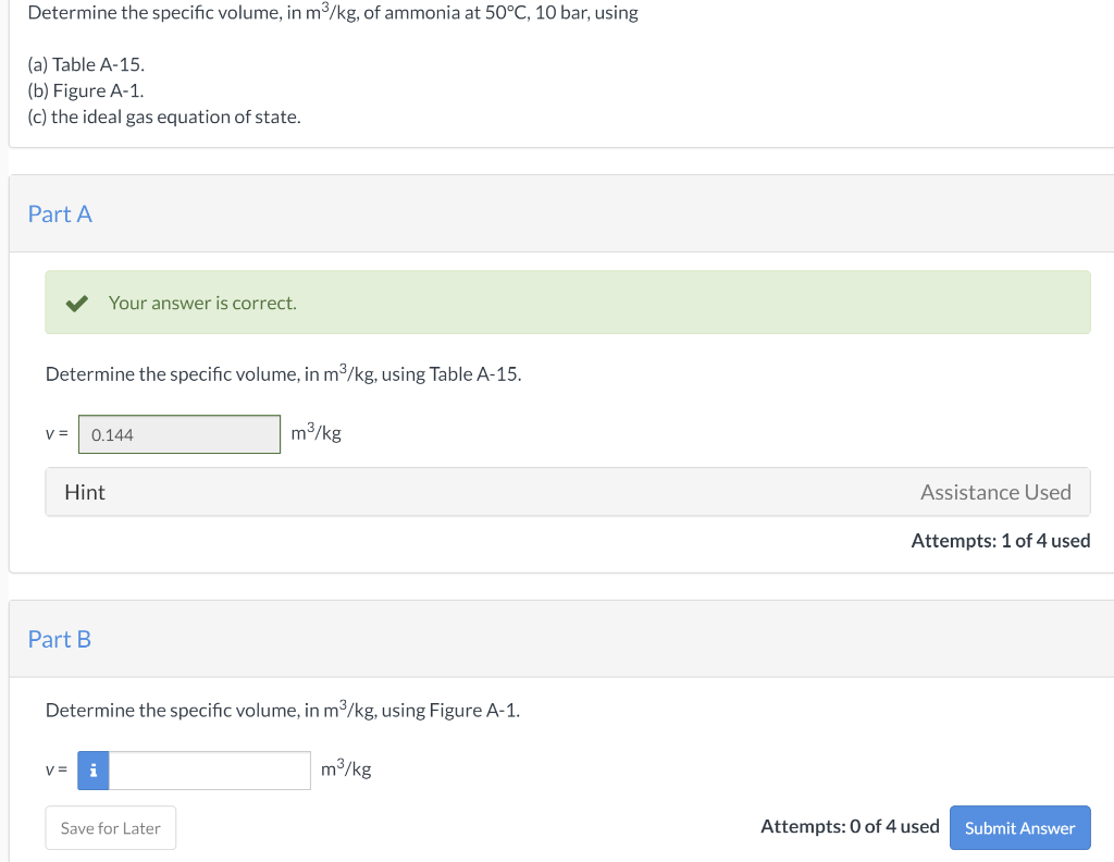 Solved Determine the specific volume, in m3/kg, of ammonia | Chegg.com