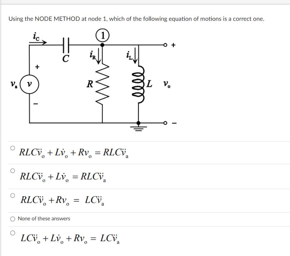 Solved Using the NODE METHOD at node 1, ﻿which of the | Chegg.com