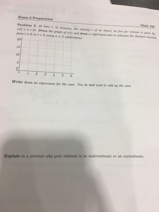 Solved Exam 3 Preparation Math 106 Problem 3. At time t, in | Chegg.com