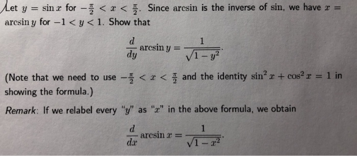 Solved det y = sinx for