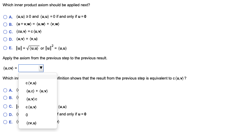 Solved Use the inner product axioms and other results to | Chegg.com