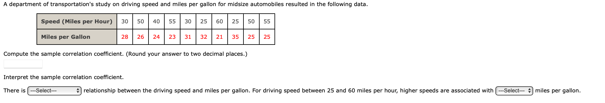 Solved Compute the sample correlation coefficient. (Round | Chegg.com