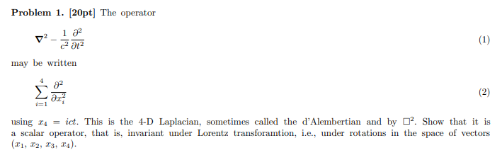 Solved Problem 1. [20pt] The operator (1) va 1 22 2 at2 may | Chegg.com