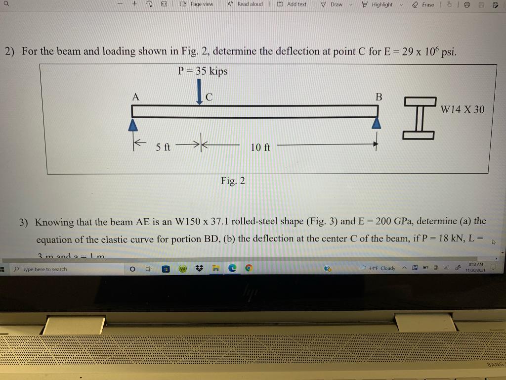 Solved ID Page view A Read aloud 1 Add text V Draw Highlight | Chegg.com