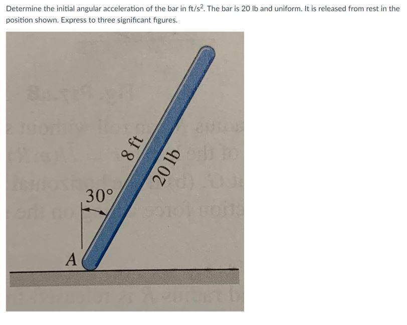 Solved Determine the initial angular acceleration of the bar | Chegg.com