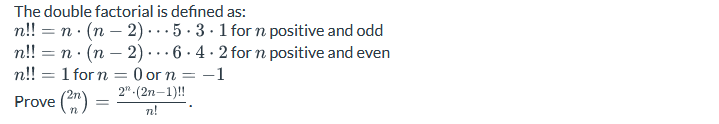 Solved The double factorial is defined as: n!!=n⋅(n−2)⋯5⋅3⋅1 | Chegg.com