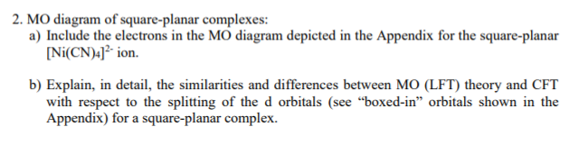 2. MO diagram of square-planar complexes: a) Include | Chegg.com